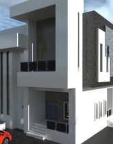 Contemporary roofless 4-bedroom duplex house plan