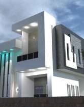 Contemporary roofless 4-bedroom duplex house plan