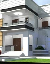 4-bedroom duplex house plan with hidden roof